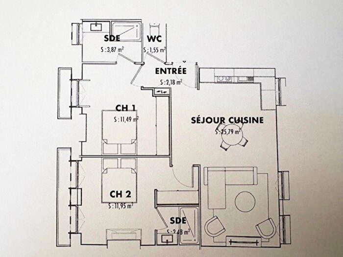 Appartement à vendre - Talence, Saint-Genès, La Médoquine, Haut-Brion - 3 pièces - 2 chambres
