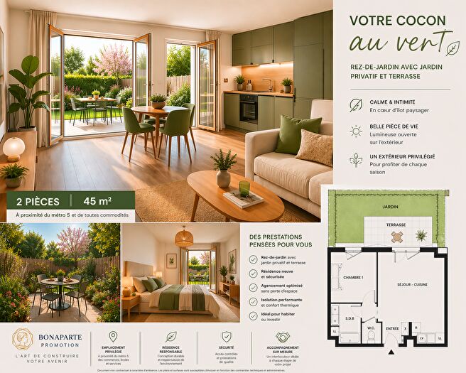 Pantin, Eglise Pommiers - Maison 2 pièces à vendre