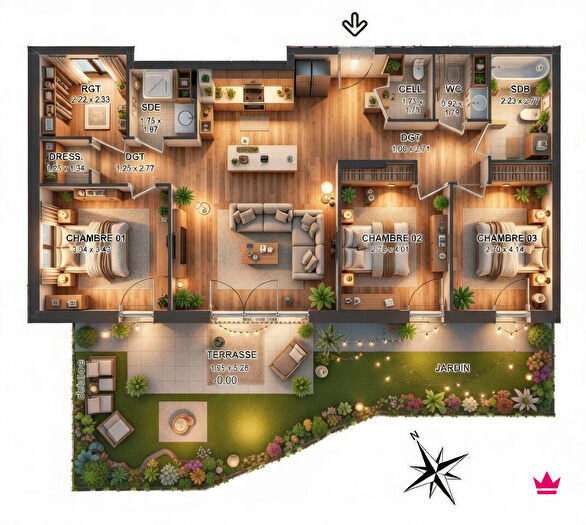 Appartement à vendre - Neydens - 4 pièces - 3 chambres