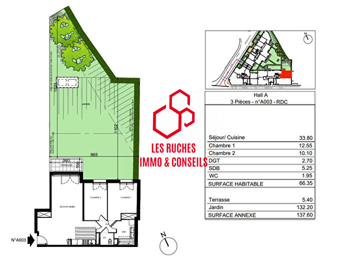 Appartement à vendre - Neuilly-Plaisance - 3 pièces - 2 chambres