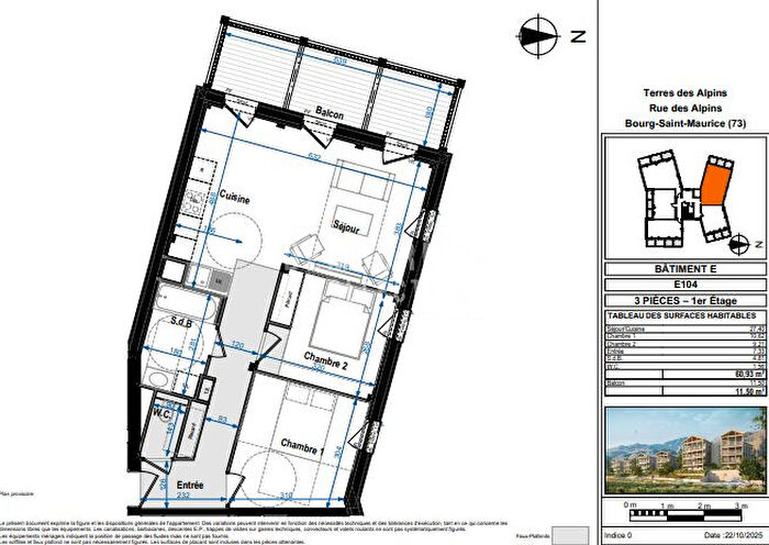 Appartement à vendre - Bourg-Saint-Maurice, Bourg-Saint-Maurice - 3 pièces - 2 chambres