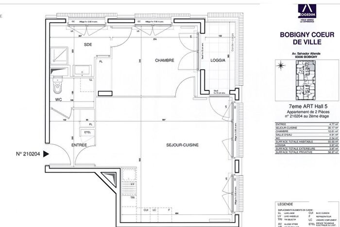 Appartement à louer - Bobigny, Centre-ville - 2 pièces - 1 chambre