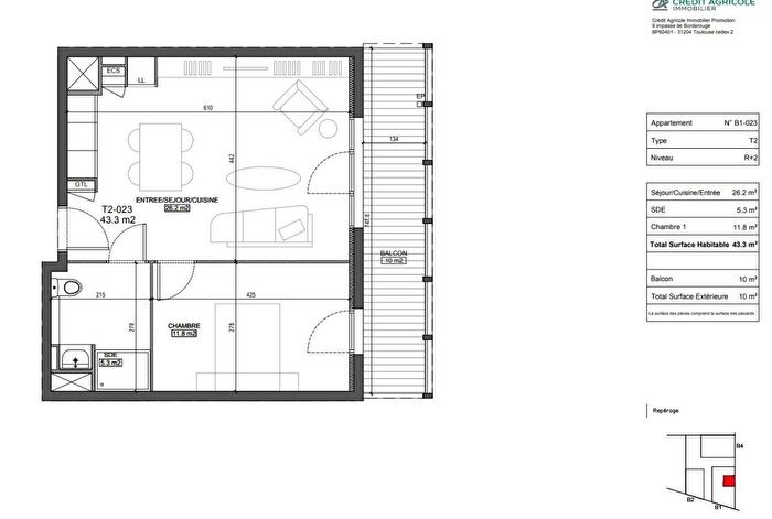 Appartement à louer - Bordeaux, La Bastide - 2 pièces - 1 chambre