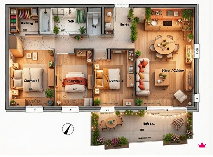 Appartement à vendre - Claix - 4 pièces - 3 chambres