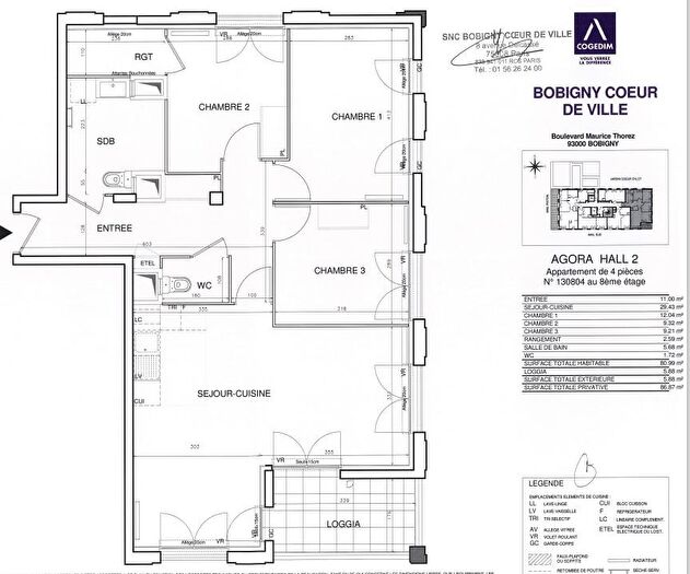 Appartement à louer - Bobigny, Centre-ville - 4 pièces - 3 chambres