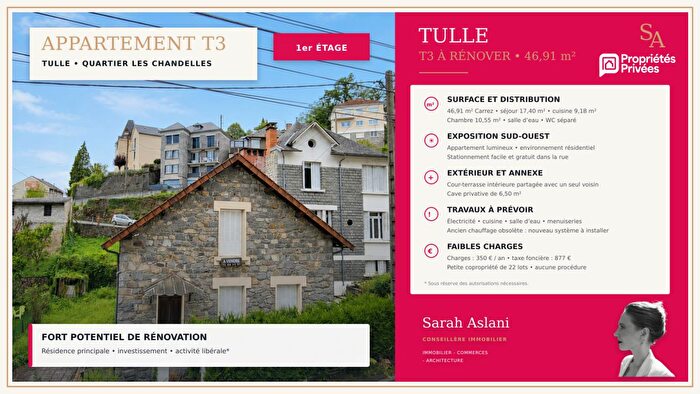 Tulle, Centre-ville : Appartement 3 pièces à vendre