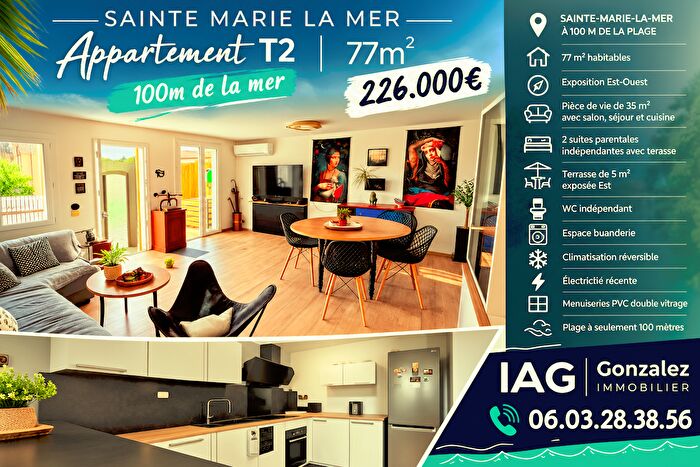 Sainte-Marie-la-Mer : Appartement 3 pièces à vendre