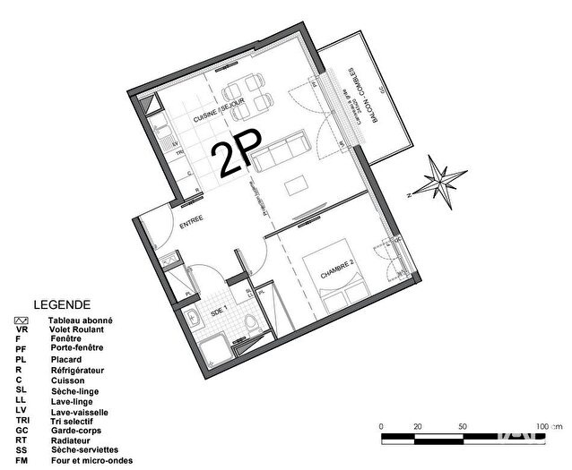 Appartement à vendre - Trilport - 2 pièces - 1 chambre