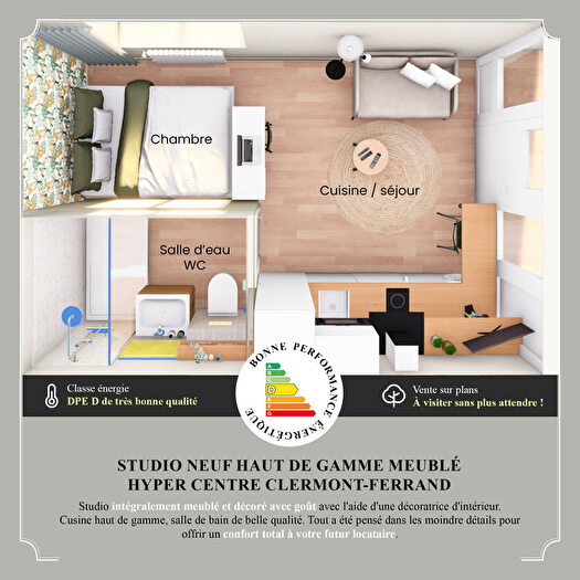Appartement à vendre - Clermont-Ferrand, Oradou - 1 pièce