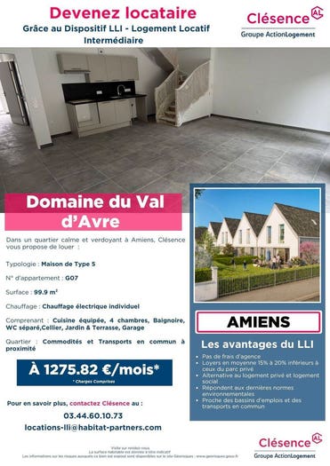 Sud Est, Amiens - Maison 5 pièces à louer