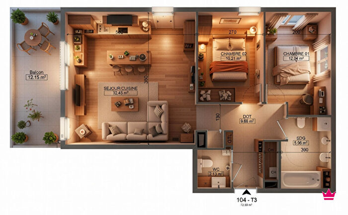 Appartement à vendre - Divonne-les-Bains - 3 pièces - 2 chambres