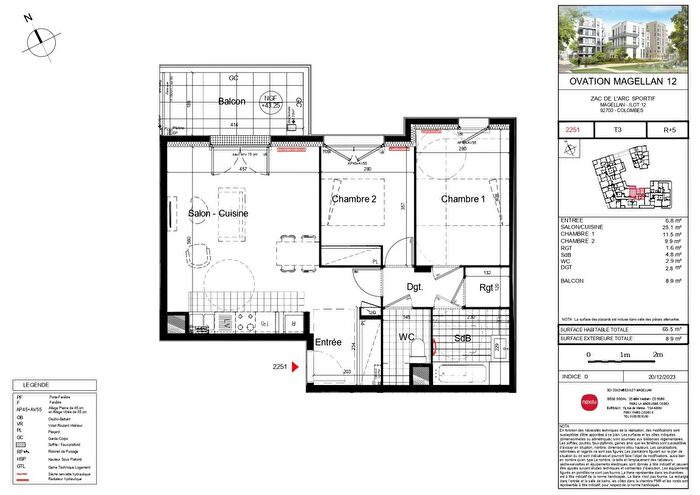 Colombes, Stade : Appartement 3 pièces à louer