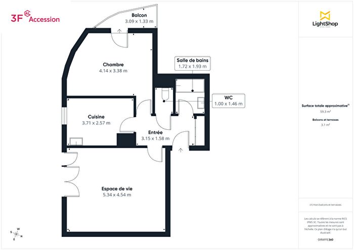 Appartement à vendre - Clichy, Centre-ville - 2 pièces - 1 chambre