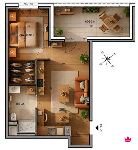 Appartement à vendre - Annecy, Romains - 2 pièces - 1 chambre