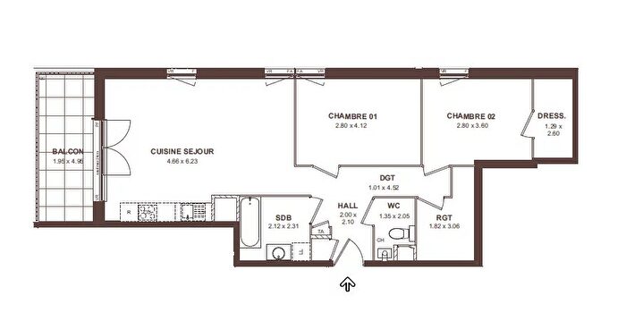 Appartement à vendre - Neydens - 3 pièces - 2 chambres