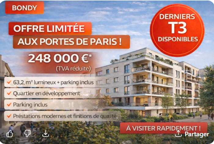 Maison 3 pièces à vendre à Bondy, Noue Caillet, Terre-Saint-Blaise