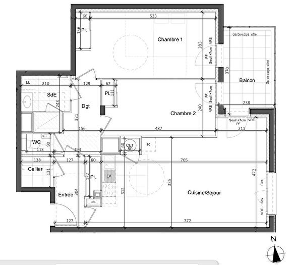 Appartement à vendre - Saint-Grégoire - 3 pièces - 2 chambres