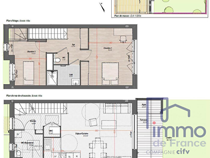 Appartement à vendre - Saint-Bonnet-les-Oules - 3 pièces - 2 chambres