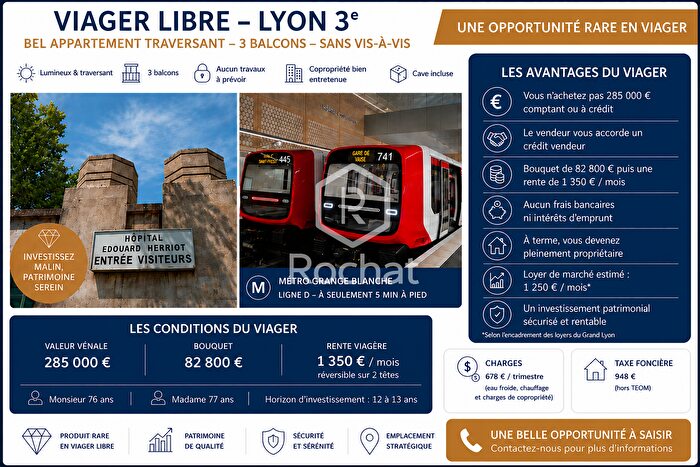 Appartement 4 pièces à Lyon 3ème, Monchat, à vendre