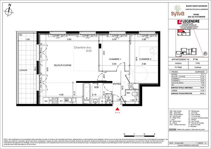 Appartement 3 pièces à Bussy-Saint-Georges, à vendre