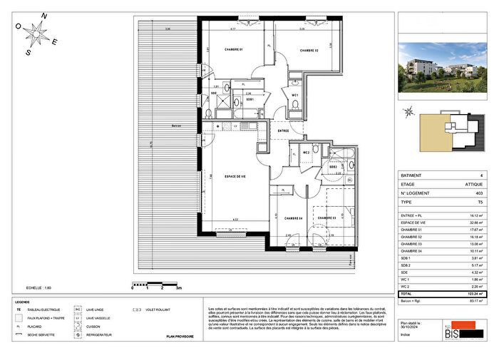 Appartement à vendre - Sciez - 5 pièces - 4 chambres