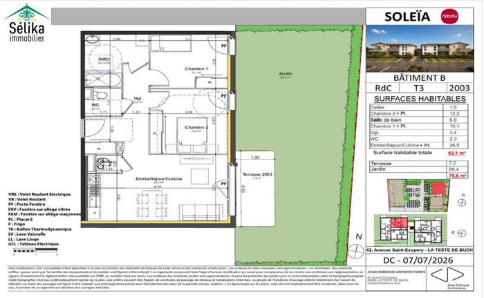 Appartement 3 pièces à vendre - La Teste-de-Buch, L'Enclos d'Alis, Notre-Dame des Monts, Ninots, Miquelots