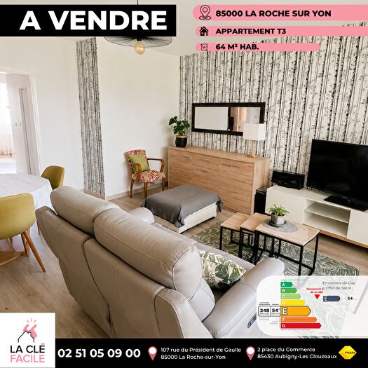 La Roche-sur-Yon, Pentagone, Pont-Morineau - Appartement 3 pièces à vendre