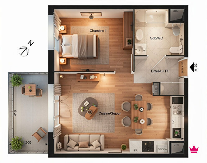 Appartement à vendre - Saint-Ferréol - 2 pièces - 1 chambre