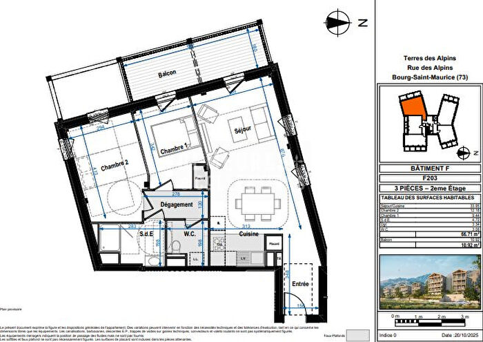 Appartement à vendre - Bourg-Saint-Maurice, Bourg-Saint-Maurice - 3 pièces - 2 chambres