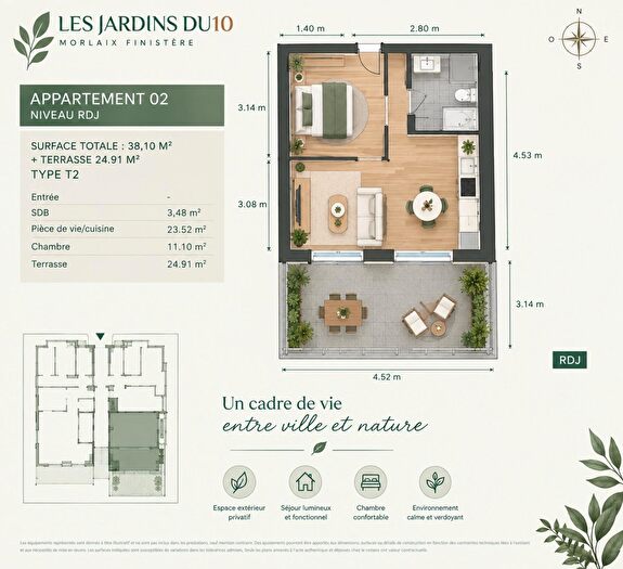 Appartement 2 pièces à vendre - Morlaix, Vétéry, Kernegues