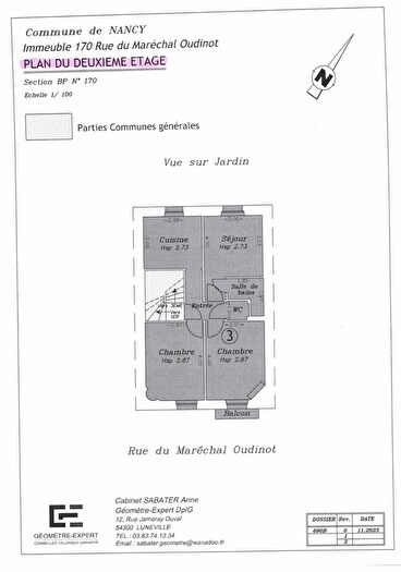 Appartement à vendre - Nancy, Haussonville, Blandan, Donop - 4 pièces - 2 chambres