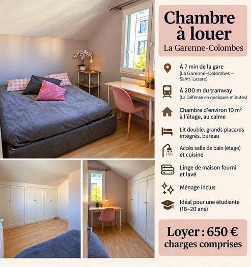 Appartement 1 pièce à louer - Plateau-Grèves-Europe-Gare du Stade-Fossés Jean, Colombes