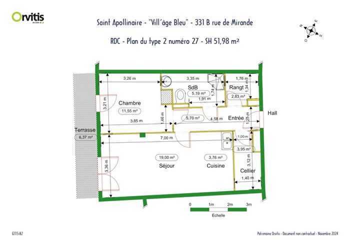Appartement 2 pièces à louer - Saint-Apollinaire