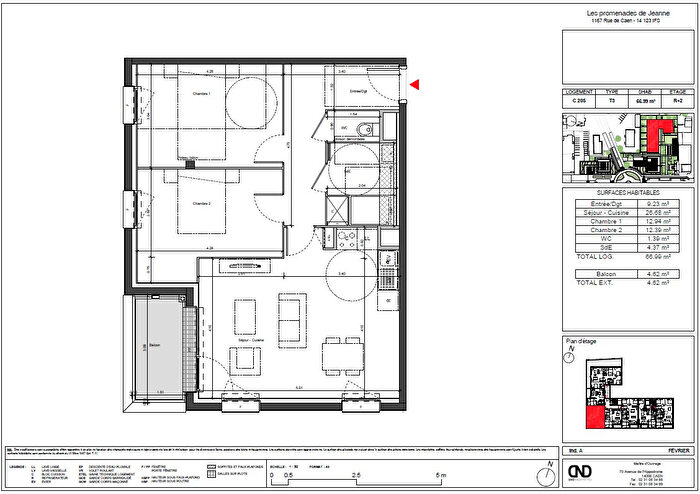 Appartement à vendre - Ifs - 3 pièces - 2 chambres
