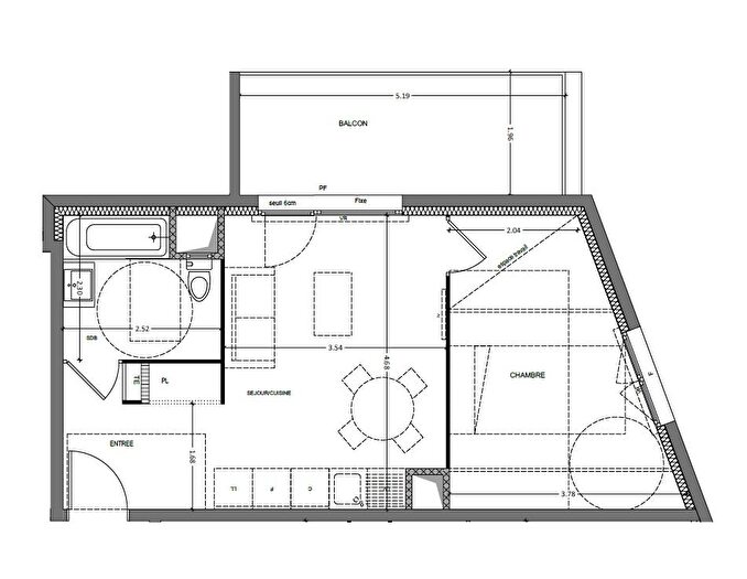 Appartement à louer - Grenoble, Eaux-Claires, Mistral - 2 pièces - 1 chambre
