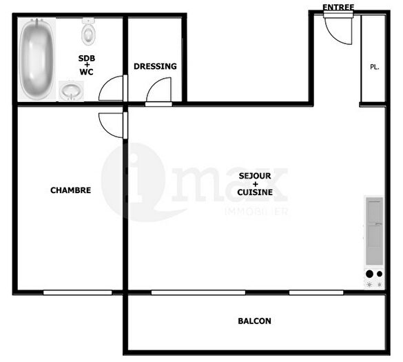 Appartement à vendre - Clichy, Berges de Seine, Beaujon - 2 pièces - 1 chambre