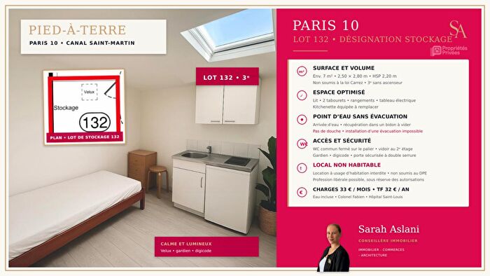 Paris 10ème, Goncourt, Canal Saint-Martin : Appartement 1 pièce à vendre