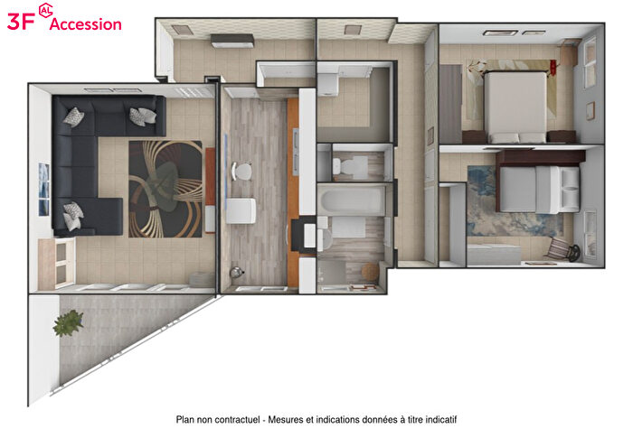 Appartement à vendre - Meaux, Beauval Verriere - 3 pièces - 2 chambres