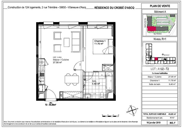 Appartement 2 pièces à louer - Villeneuve-d'Ascq, Résidence Triolo