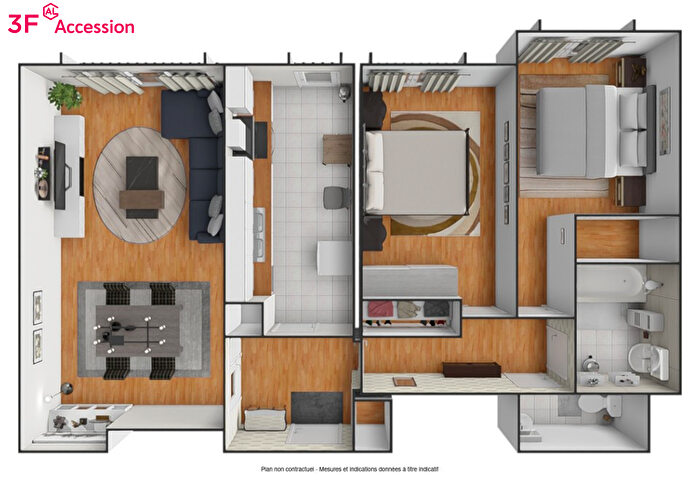 Appartement à vendre - Asnières-sur-Seine, Bécon, Bourguignons - 3 pièces - 2 chambres