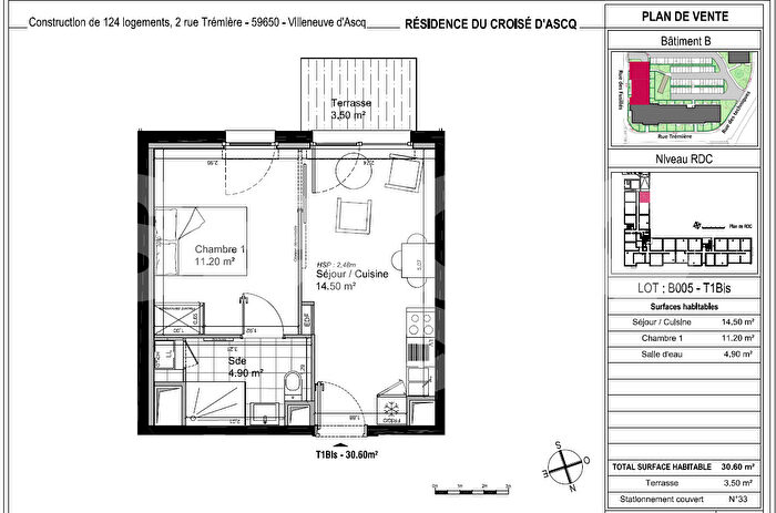 Appartement 1 pièce à louer à Villeneuve-d'Ascq, Résidence Triolo