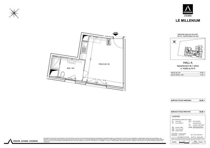 Castelnau-le-Lez, Volhe - Appartement 1 pièce à louer