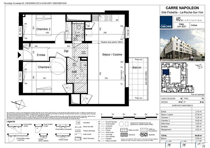 Appartement à louer - La Roche-sur-Yon, Pentagone, Pont-Morineau - 3 pièces - 2 chambres