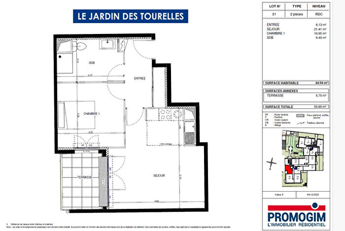 Vaujours : Appartement 2 pièces à louer