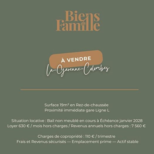 Appartement à vendre - La Garenne-Colombes, Les Vallées - 1 pièce