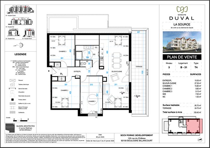 Appartement à vendre - Pornic, Gourmalon - 4 pièces - 3 chambres