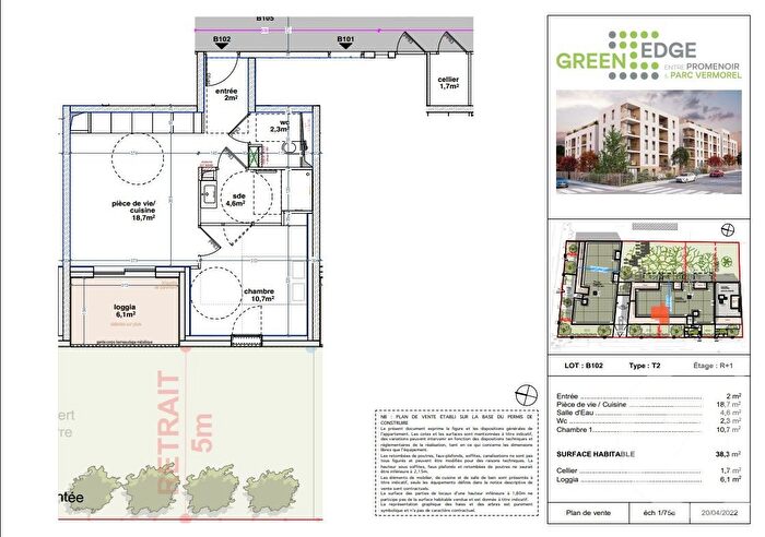 Appartement à louer - Villefranche-sur-Saône, Ouest - 2 pièces - 1 chambre