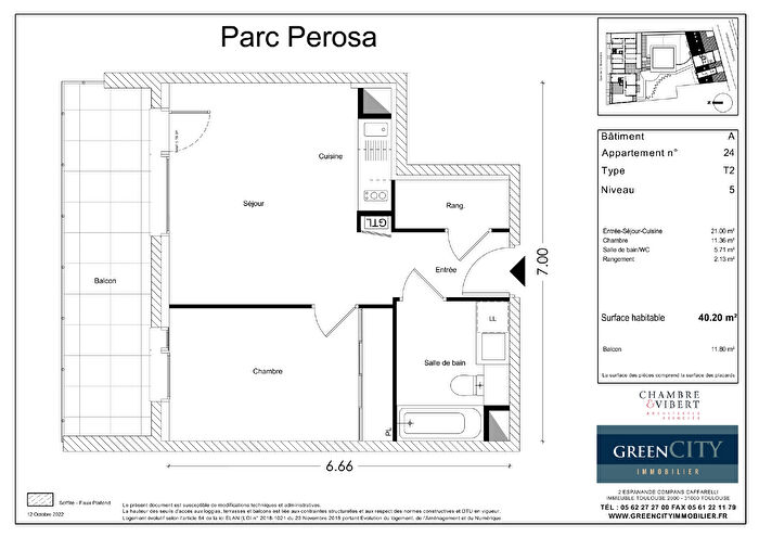 Appartement à louer - Chambéry, Laurier - 2 pièces - 1 chambre