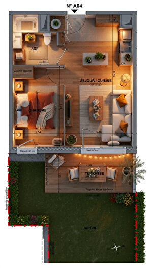 Appartement à vendre - Échirolles, Centre-ville - 2 pièces - 1 chambre