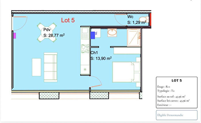 Appartement à vendre - Calais, Hôtel de ville - 2 pièces - 1 chambre
